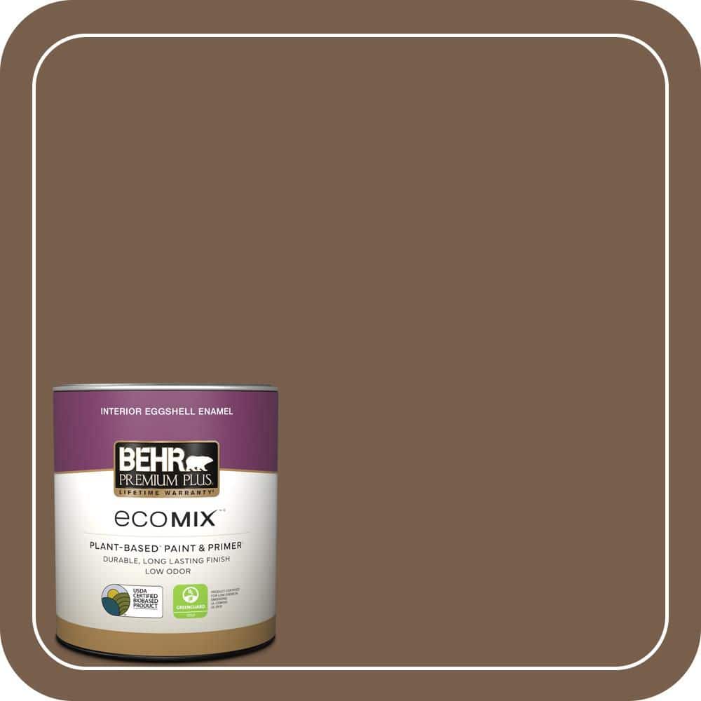 BEHR PREMIUM PLUS 1 qt. #250F-7 Melted Chocolate Eggshell Enamel EcoMix ...