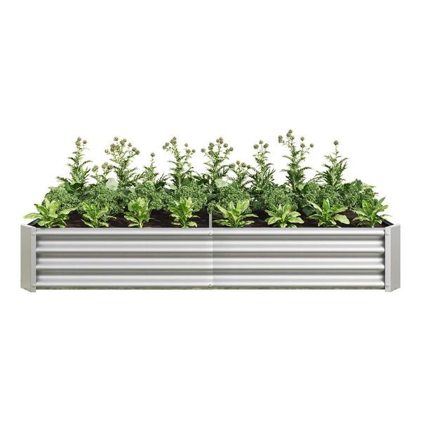 47.24 in. x 24 in. x 11.81 in. Rectangle Silver Metal Raised Garden Bed ...