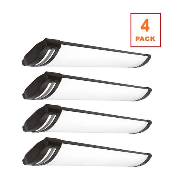 Commercial Electric 4-Pack 4 ft. Matte Black Woodgrain Gray End Caps ...