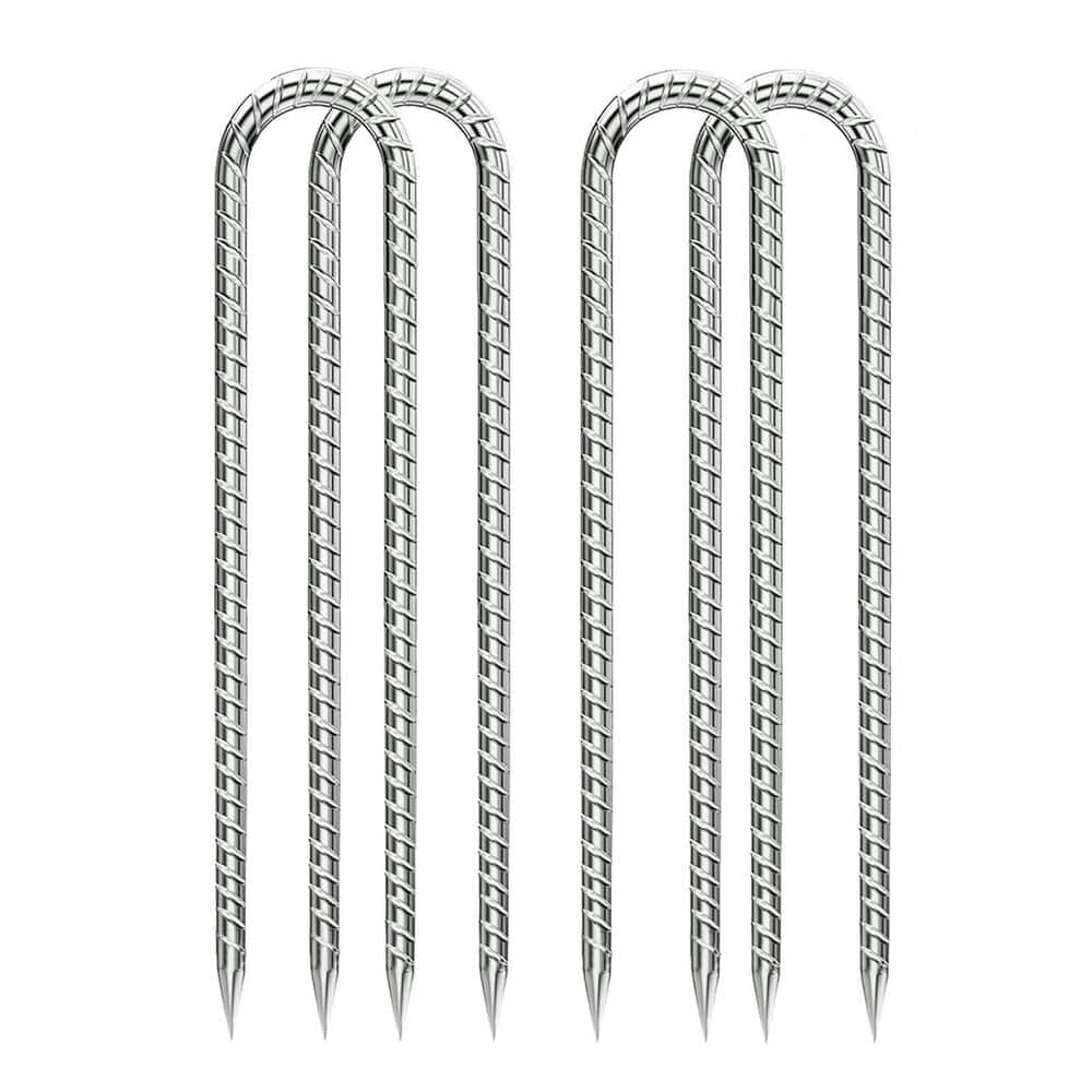 Laybus 0.3 in. x 1 ft. Rebar Stake Ground Stake,Silver Heavy Duty Anti ...