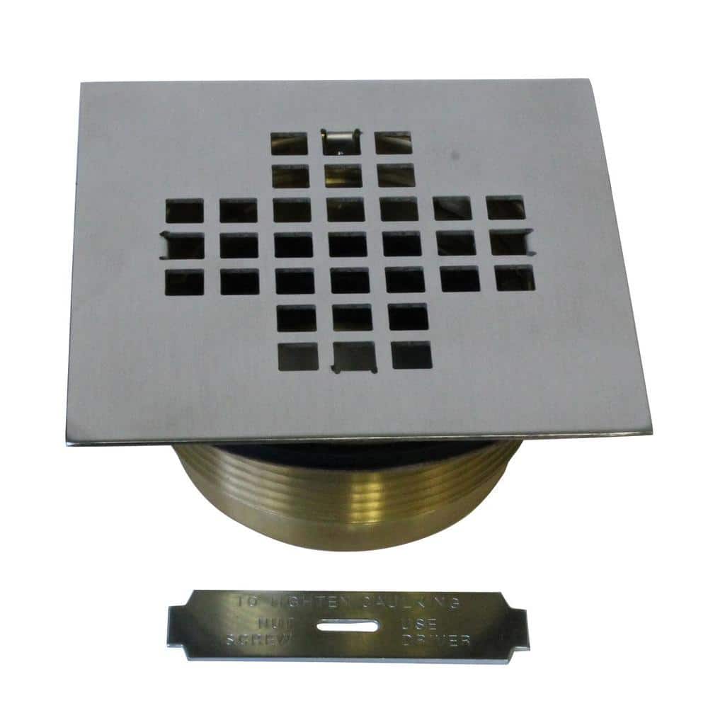 Westbrass 2 in. No-Caulk Brass Compression Shower Drain with 4-1/4 in ...