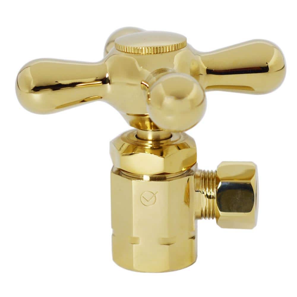 Westbrass Cross Handle Angle Stop Shut Off Valve, 1/2 in. IPS Inlet ...