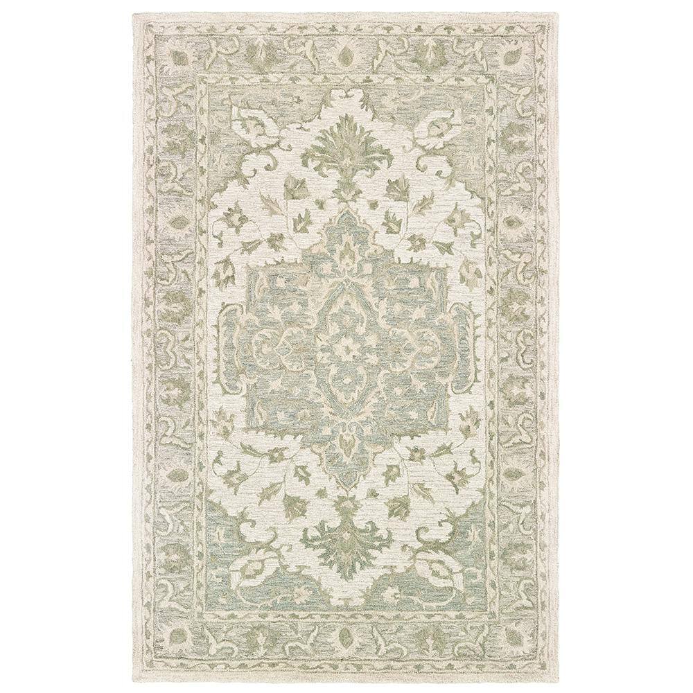 LR Home Willow Classic Medallion Sea Green / Gray Rectangle 9 ft. x 12 ...