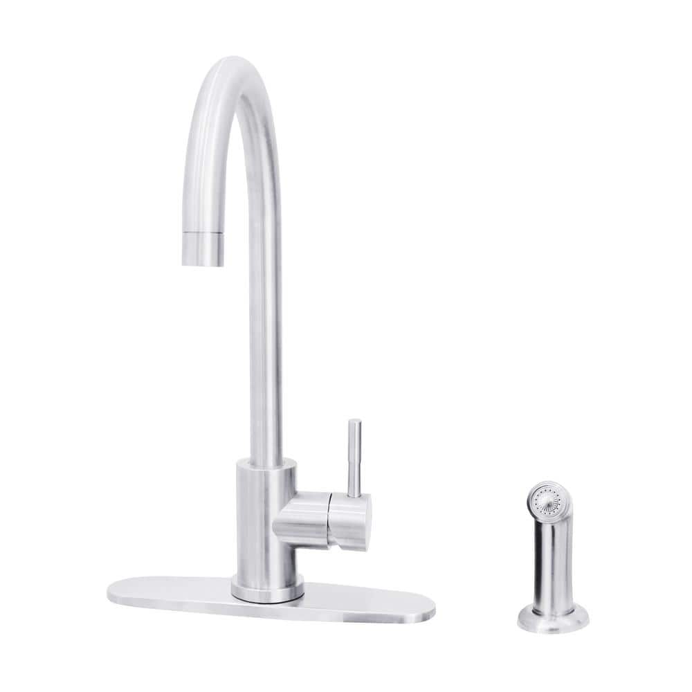 WASSERMAN FAUCETS Single Handle High Spout Stainless Steel Kitchen ...