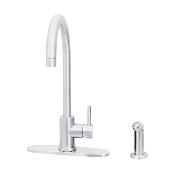 WASSERMAN FAUCETS Single Handle High Spout Stainless Steel Kitchen ...