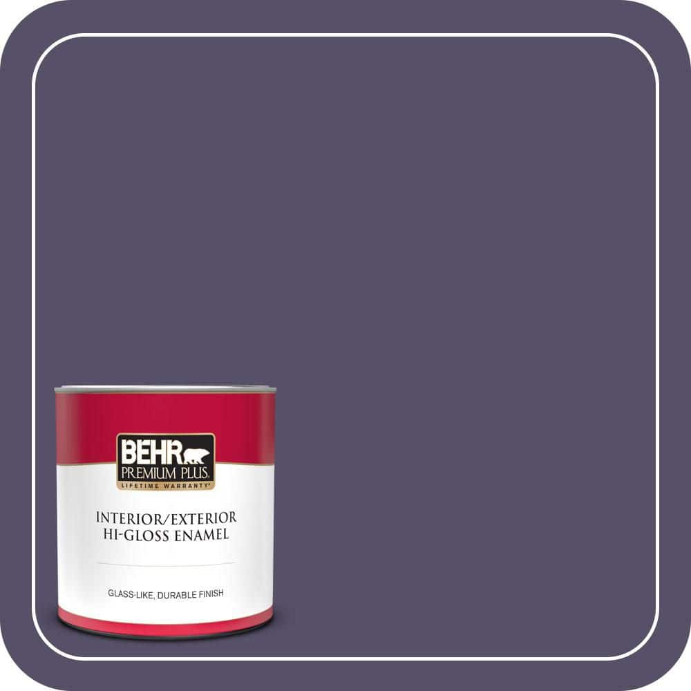 BEHR PREMIUM PLUS 1 qt. #650F-7 Violet Eclipse Hi-Gloss Enamel Interior ...