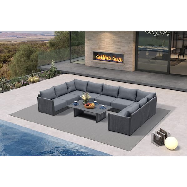 PURPLE LEAF 10 Pieces Patio Conversation Sets with Aluminum Table All ...