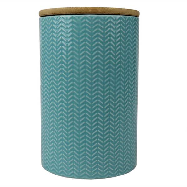 Home Basics Wave Turquoise Large Ceramic Canister HDC73668 - The Home Depot