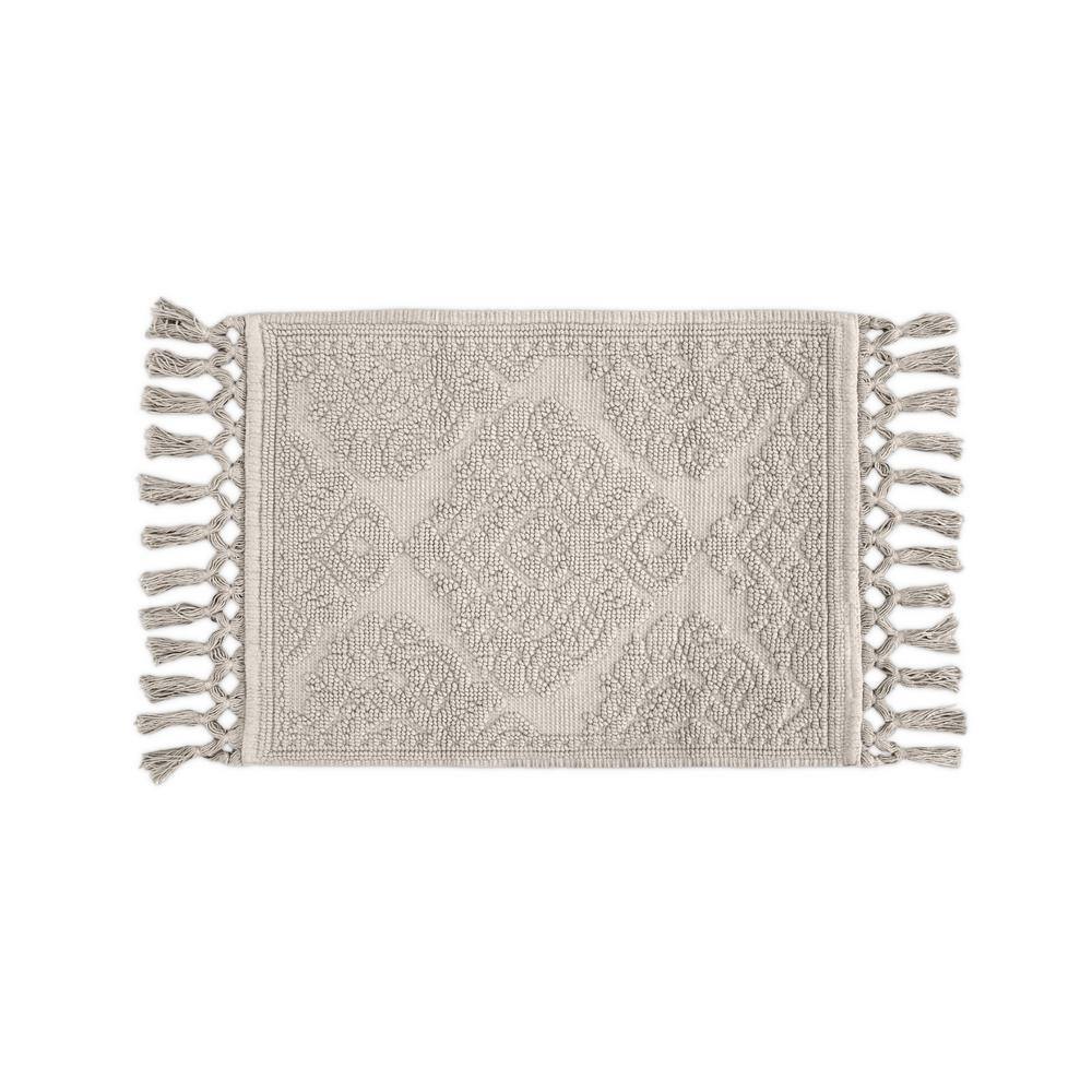 Jean Pierre Ricardo Cotton Fringe 17 in. x 31 in. Bath Rug in Light ...
