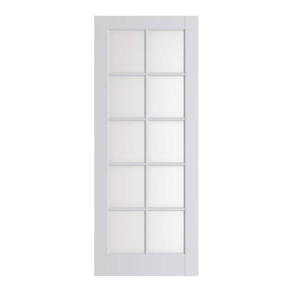 SOCBAZZAR 30 in. x 80 in. 10-Lite Solid Core Clear Glass White Primed ...