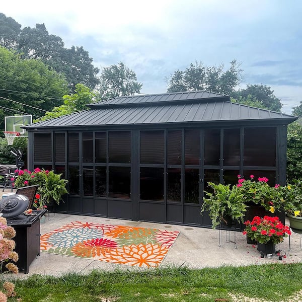 PURPLE LEAF 12ft.x20ft. Sunroom Hardtop Gazebo Solarium Galvanized ...