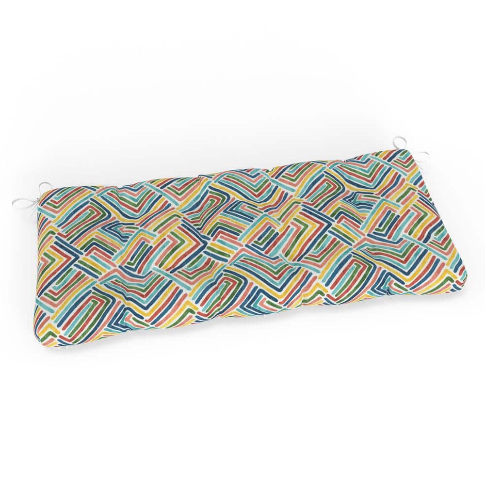 Pillow Perfect Geometric 48 in W x 5 in H Rectangular Outdoor Tufted ...