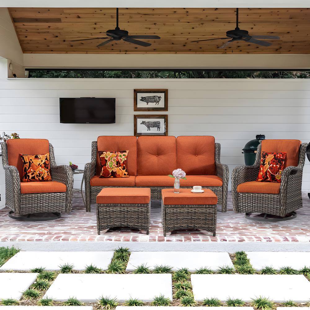 MeetLeisure 6-Piece Wicker Outdoor Sectional Sofa Set Patio ...
