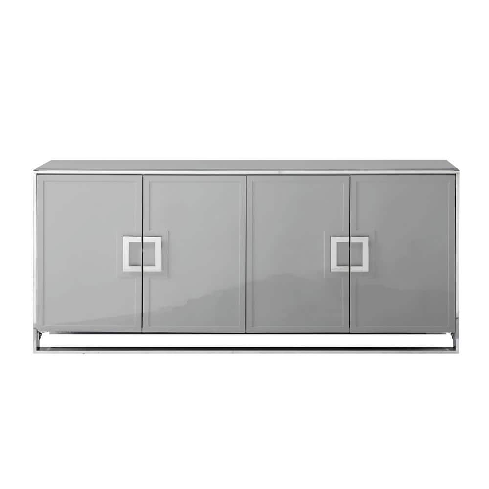 Inspired Home Ulani Light Grey Wood 15.6 in. Wide 4-Doors Sideboard ...