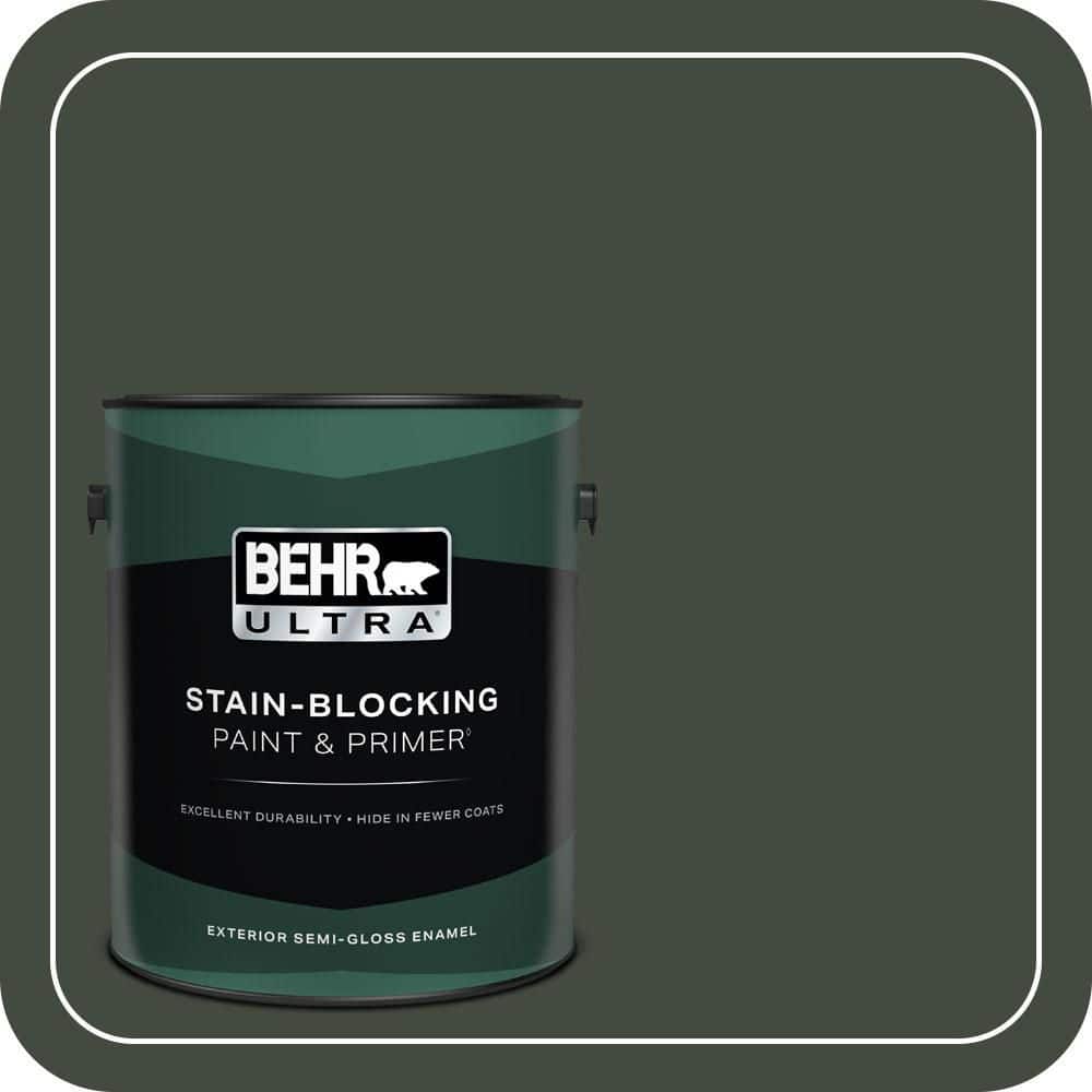 BEHR ULTRA 1 gal. #BXC-12 Deep Forest Semi-Gloss Enamel Exterior Paint ...