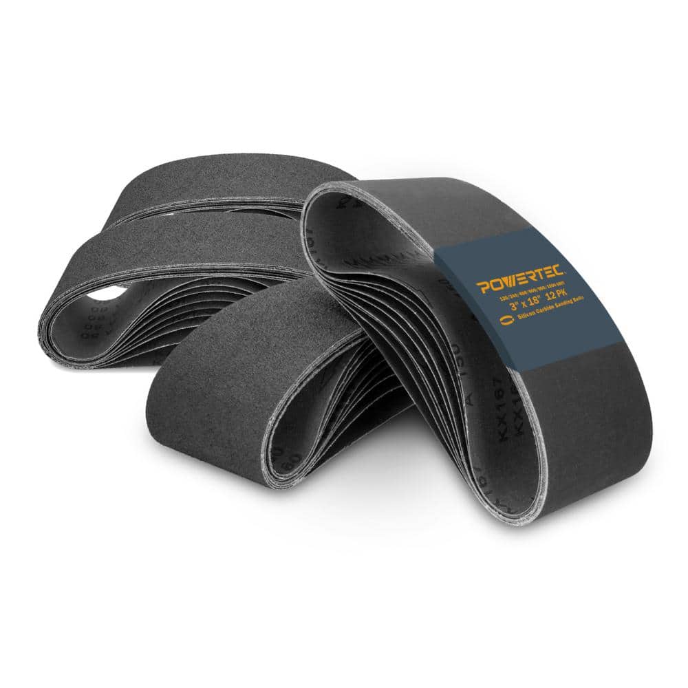 ‎POWERTEC 3 in. x 18 in. 120/240/400/600/800/1000 Grits Silicon Carbide ...