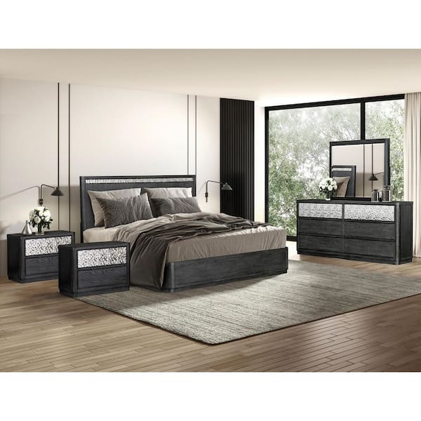 Furniture of America Hairin 5-Piece Ash Gray Wood Frame King Platform ...