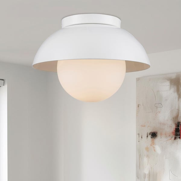 Bel Air Lighting Maureen 10 in. 1-Light White Flush Mount Ceiling Light ...