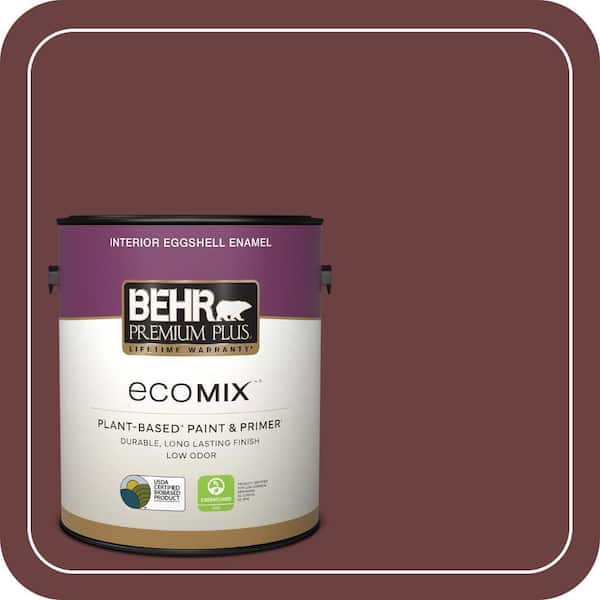 BEHR PREMIUM PLUS 1 gal. #BIC-50 Deep Claret Eggshell Enamel EcoMix ...