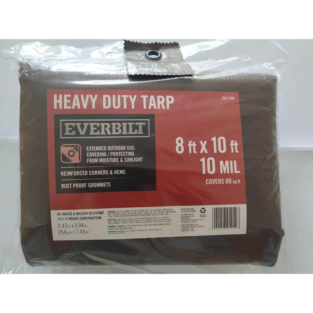 Everbilt 8 ft. x 10 ft. Brown and Silver Heavy Duty Tarp KSHD0810 - The ...