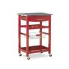 Linon Home Decor Todd Red Kitchen Cart with Stainless Steel Top and ...