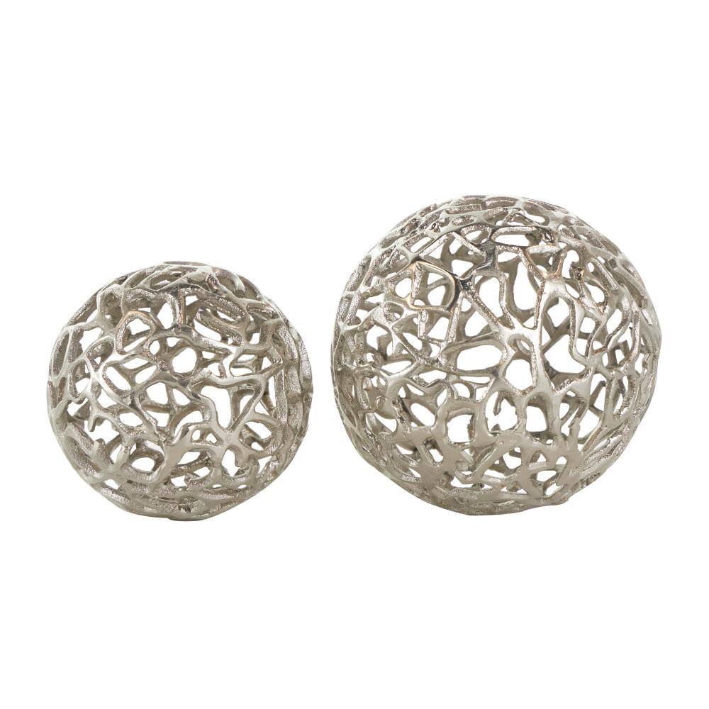 Litton Lane Silver Aluminum Decorative Ball Orbs & Vase Filler with ...