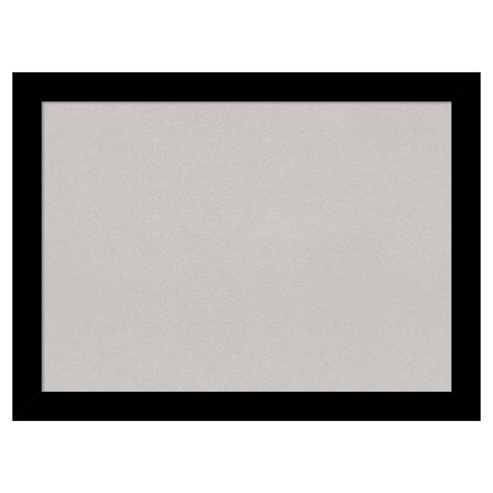 Amanti Art Basic Black Narrow Wood Framed Grey Corkboard 31 in. x 23 in ...