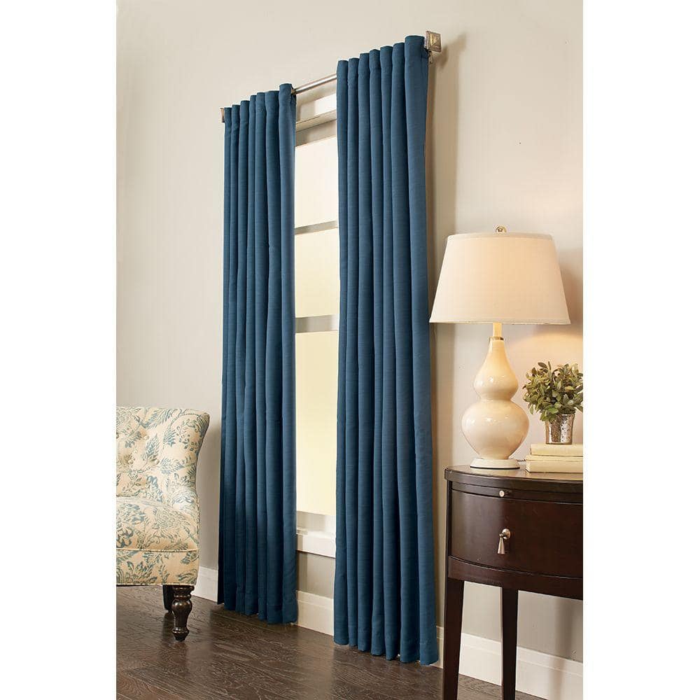Home Decorators Collection Indigo Solid Back Tab Room Darkening Curtain ...