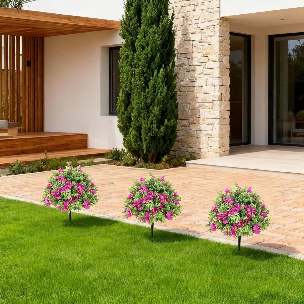 MOVECOM 2 ft. 2-Pieces Artificial Boxwood Topiary Ball Trees with ...
