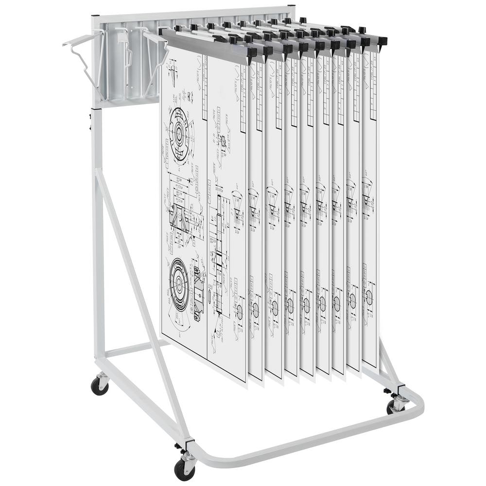 SKYSHALO Mobile Blueprint Storage Rack, Plan Holder with 12 Pivot ...