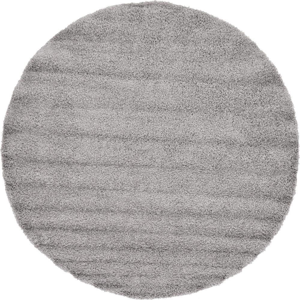 Unique Loom Solid Shag Cloud Gray 8 ft. Round Area Rug 3128129 - The ...