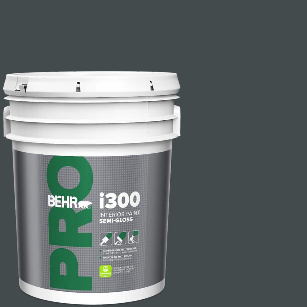 BEHR PRO 5 gal. #730F-7 Black Sable Semi-Gloss Interior Paint PR37305 ...
