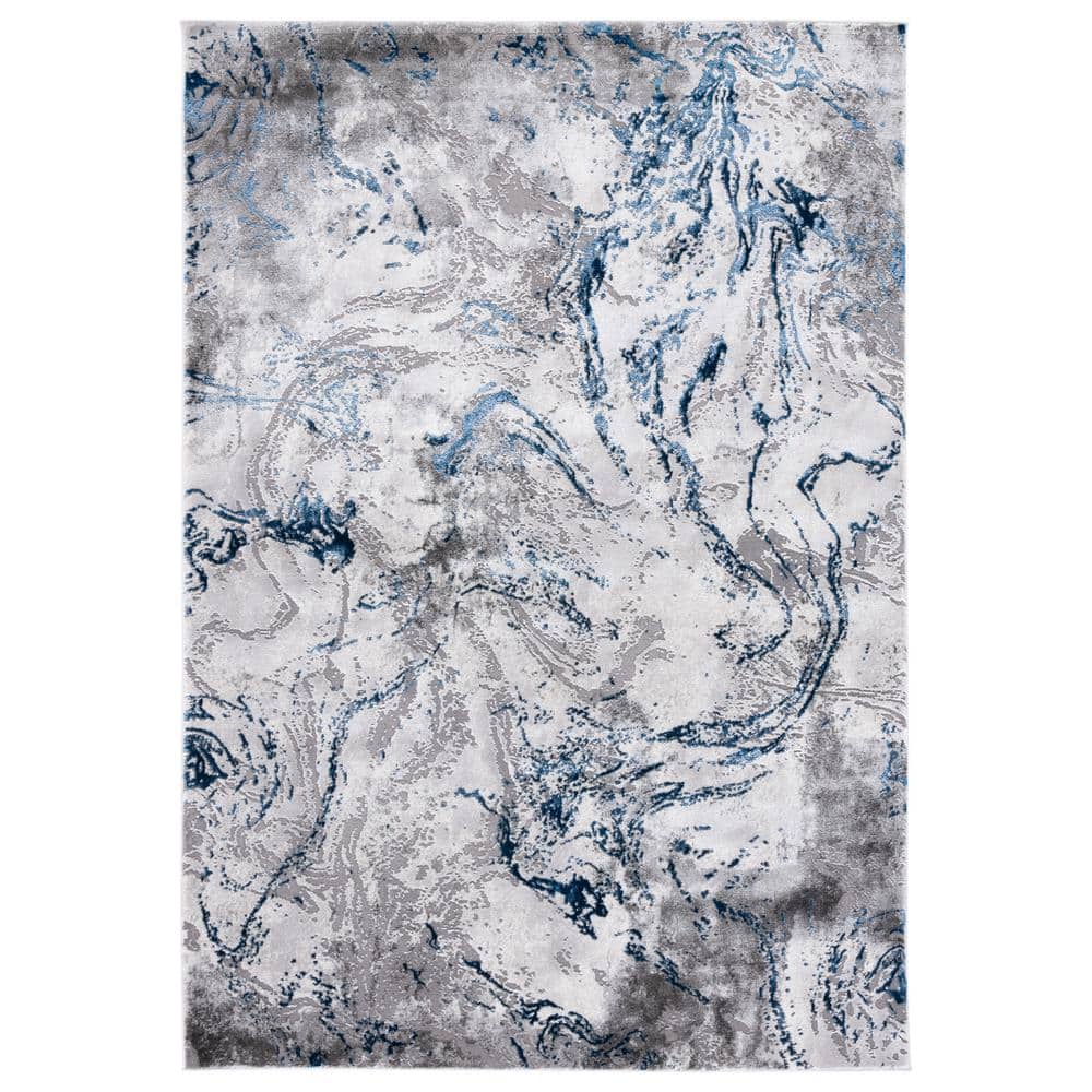 SAFAVIEH Craft Gray/Blue 5 ft. x 8 ft. Abstract Marble Area Rug CFT864F ...