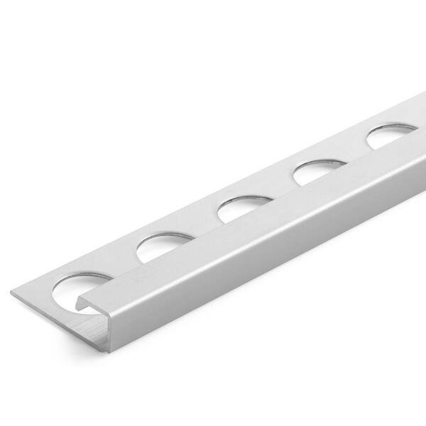 TrimMaster Satin Silver 5/16 in. x 98-1/2 in. Aluminum Square Tile ...