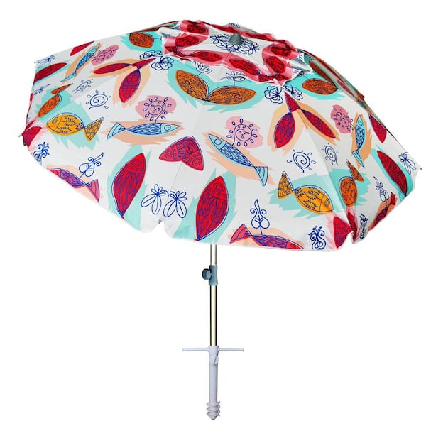 MOEPISY Umbrella diameter 7 ft. fiberglass Beach UPF 50+ Patio Umbrella ...