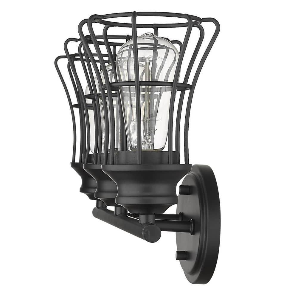 HomeRoots 9.25 in. Black Indoor Hardwired Sconce with No Bulbs Included ...