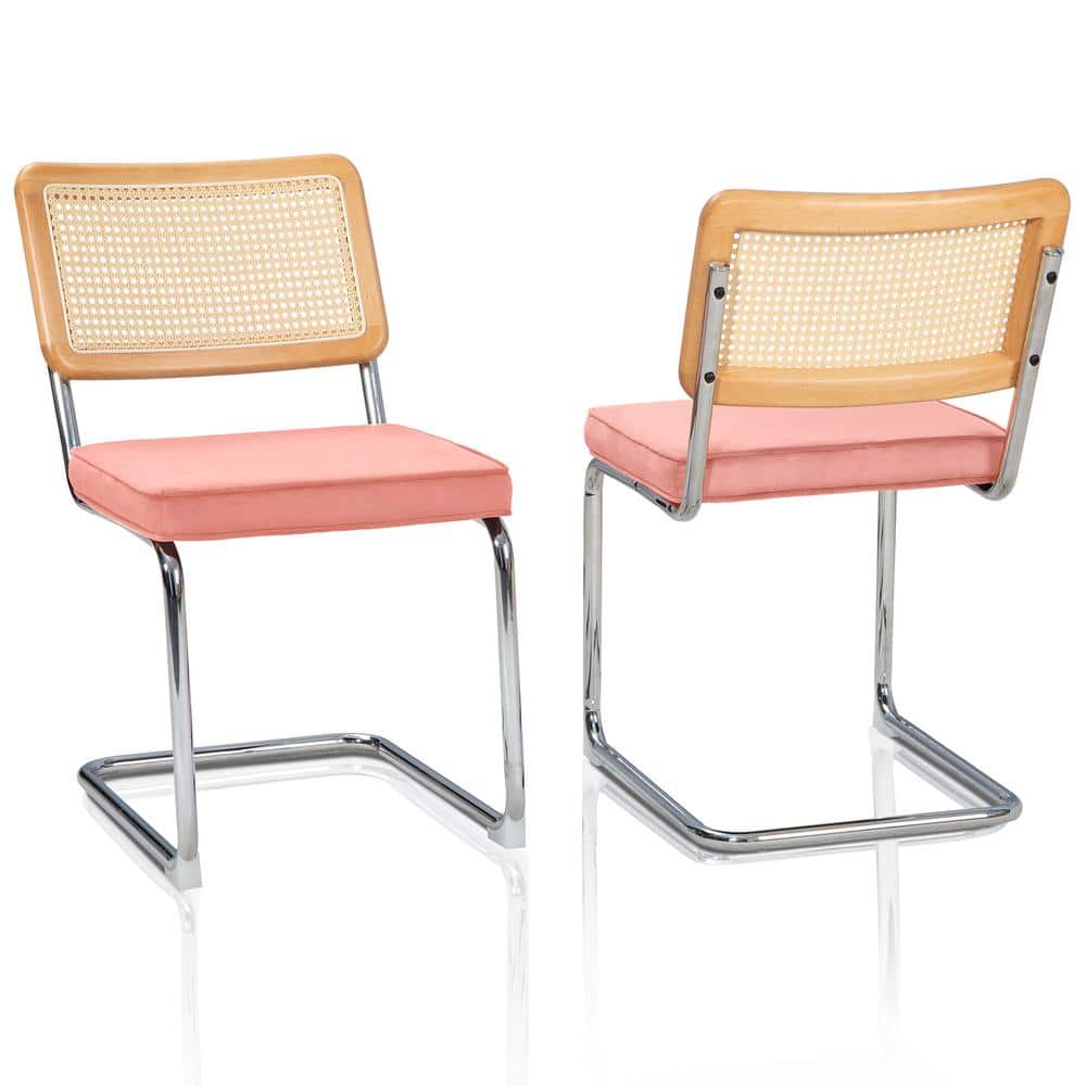 Zeus & Ruta 2-Piece Metal Outdoor Lounge Chairs with Pink Cushions for ...