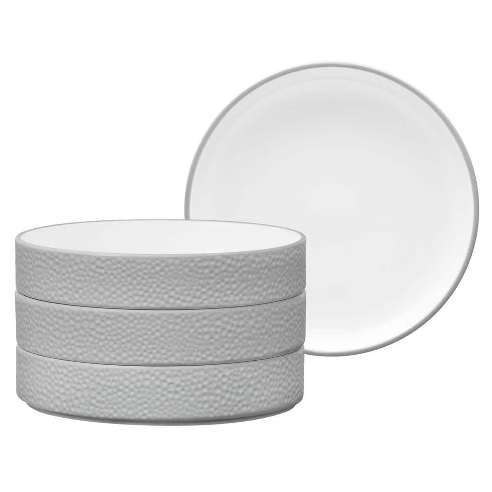 Noritake Colortex Stone Gray 7.5 in. Porcelain Deep Plates, (Set of 4 ...