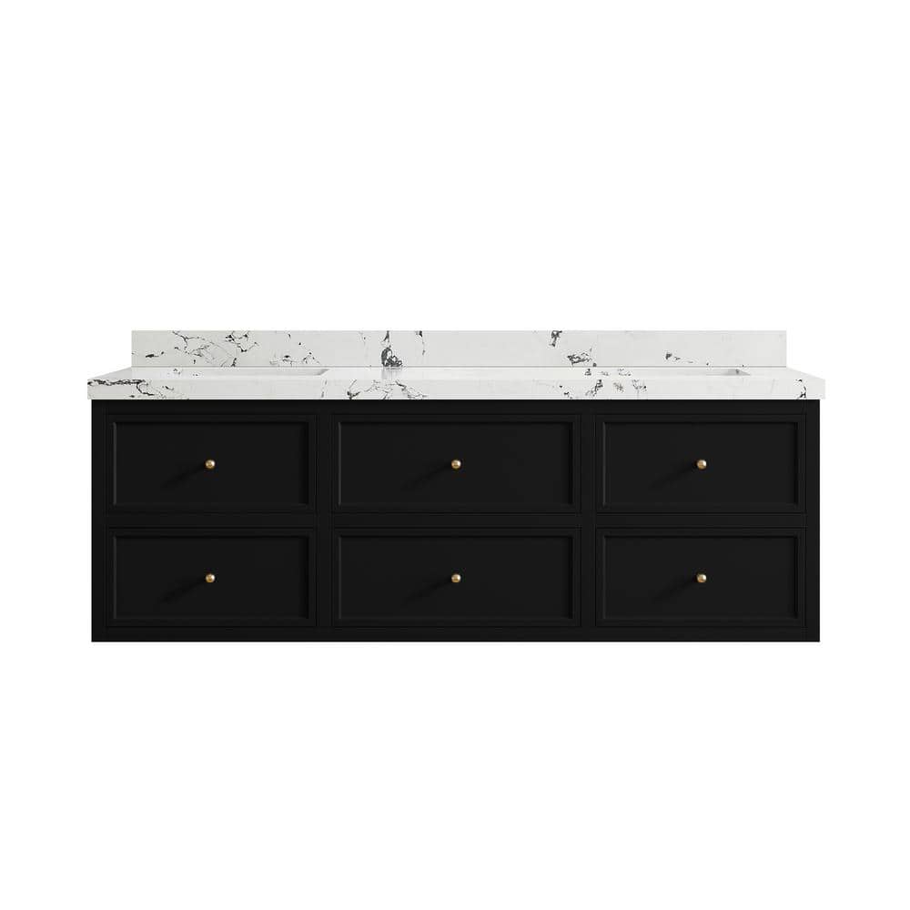 Willow Collections Roswell 72 in. Double Sink Freestanding Black Bath ...