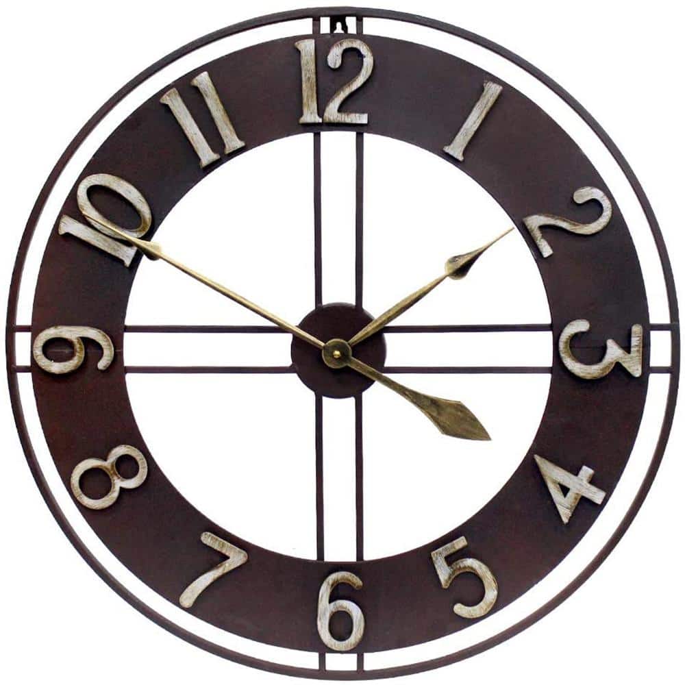 Cubilan Brown Farmhouse Large Wall Clock MVXC01 - The Home Depot