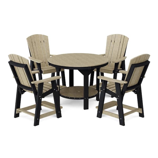 Wildridge Heritage 5-Piece Weathered Wood and Black HDPE Plastic ...