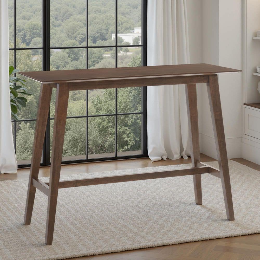 Armen Living Laverna Modern Walnut Wood 47.25 in. Trestle Base Dining ...