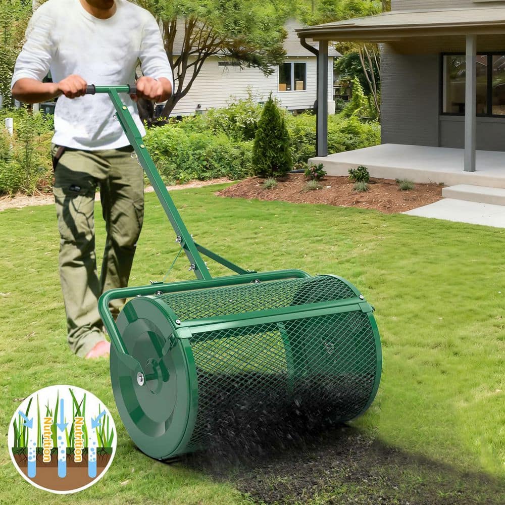 SEEUTEK 24 in. Green Compost Handheld Spreader Peat Moss Spreader, Lawn ...