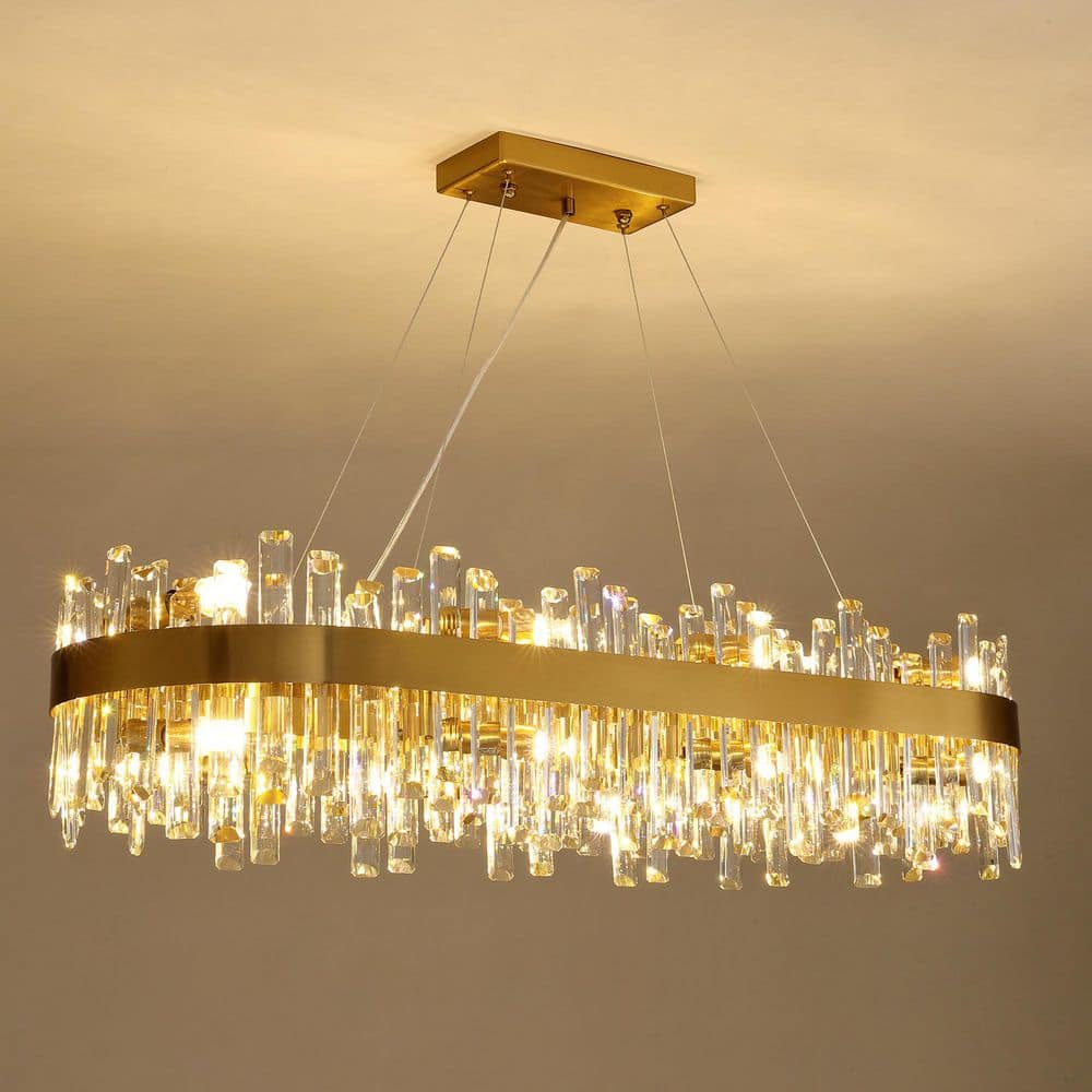 WDETR 43 in. Dimmable 16-Light Crystal Chandelier Modern Gold ...