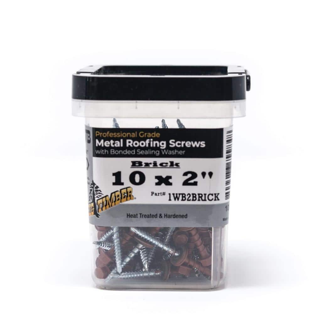 BIG TIMBER #10 x 2 in. Brick Red Hex Washer Head Metal to Wood Screw ...