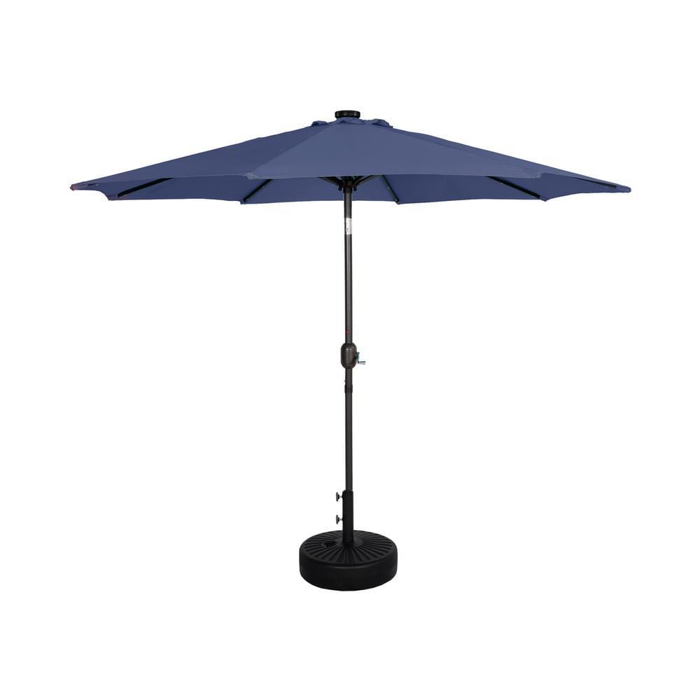 WESTIN OUTDOOR Marina Navy Blue 9 ft. Market Solar Powered LED Lighted ...