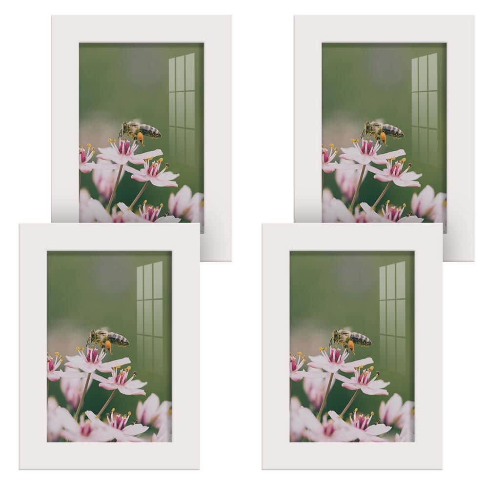 Wexford Home Modern 4 in. x 6 in. White Picture Frame (Set of 4 ...