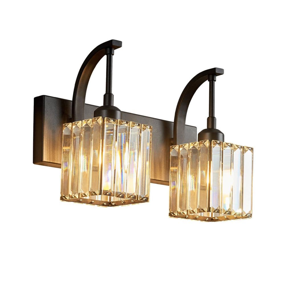 ZHLWIN Home Lighting 13.77 in. 2-Light Black Square Vanity Lights with ...
