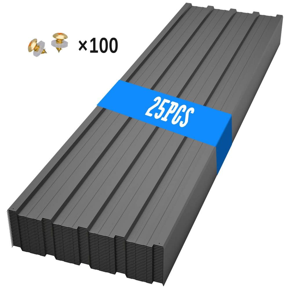 Thanaddo 5 ft. x 1.4 ft. Corrugated 30-Gauge Galvanized Steel Roof ...