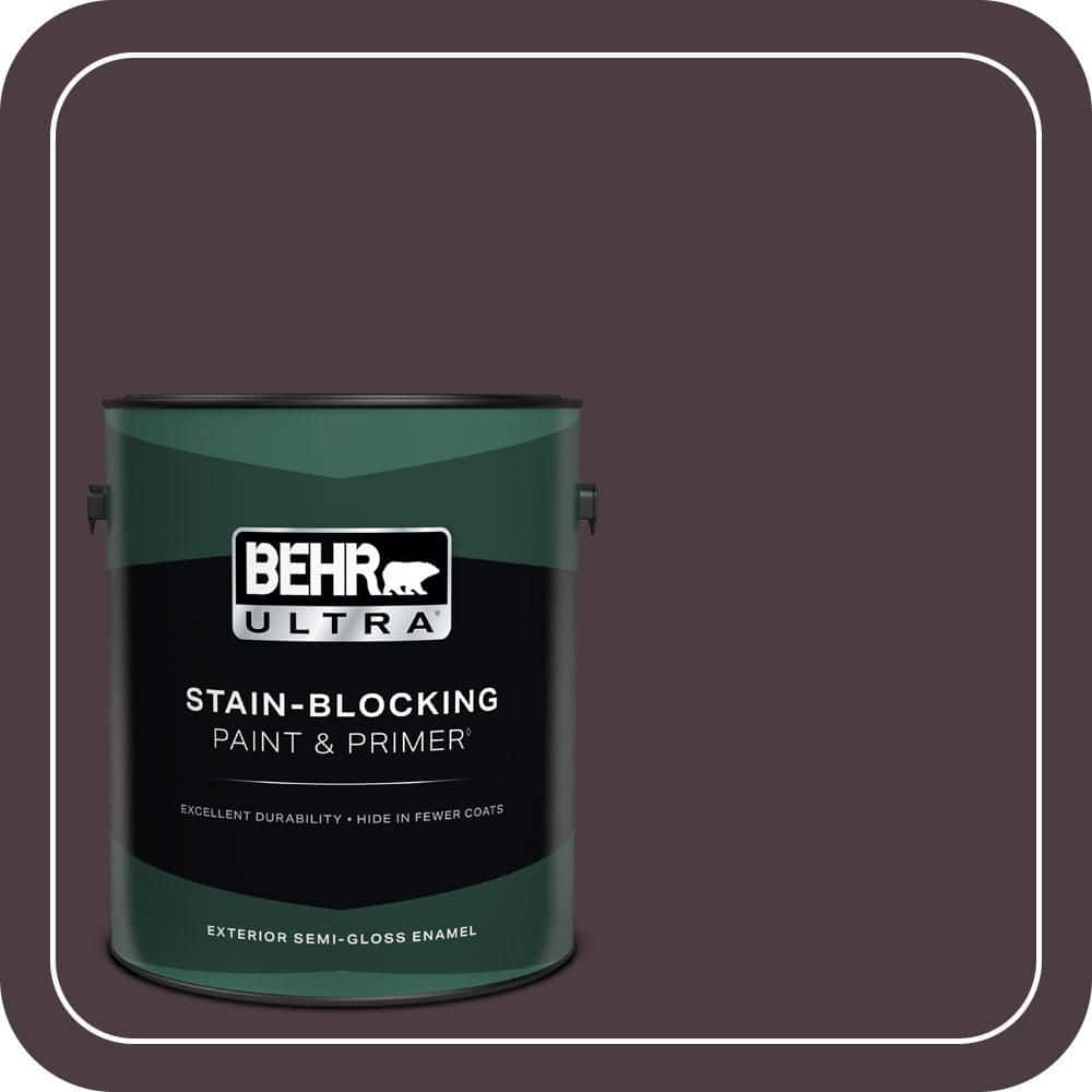 BEHR ULTRA 1 gal. #T18-04 Nocturne Shade Semi-Gloss Enamel Exterior ...